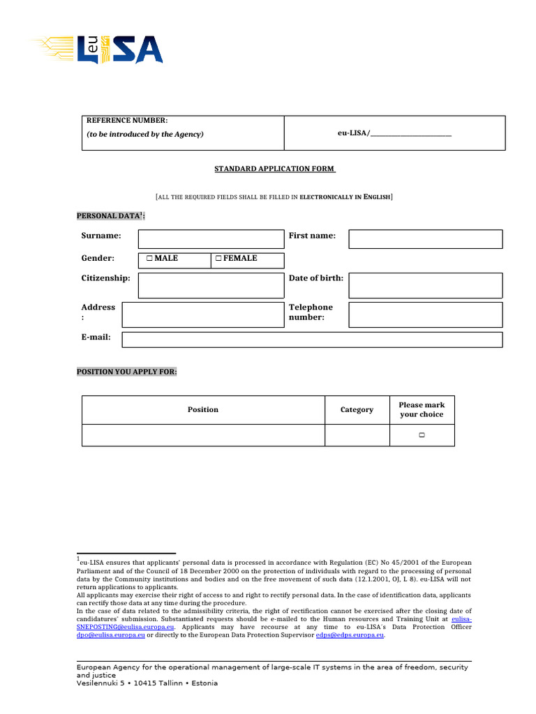 SNE Standard Application Form | PDF | Government | Justice