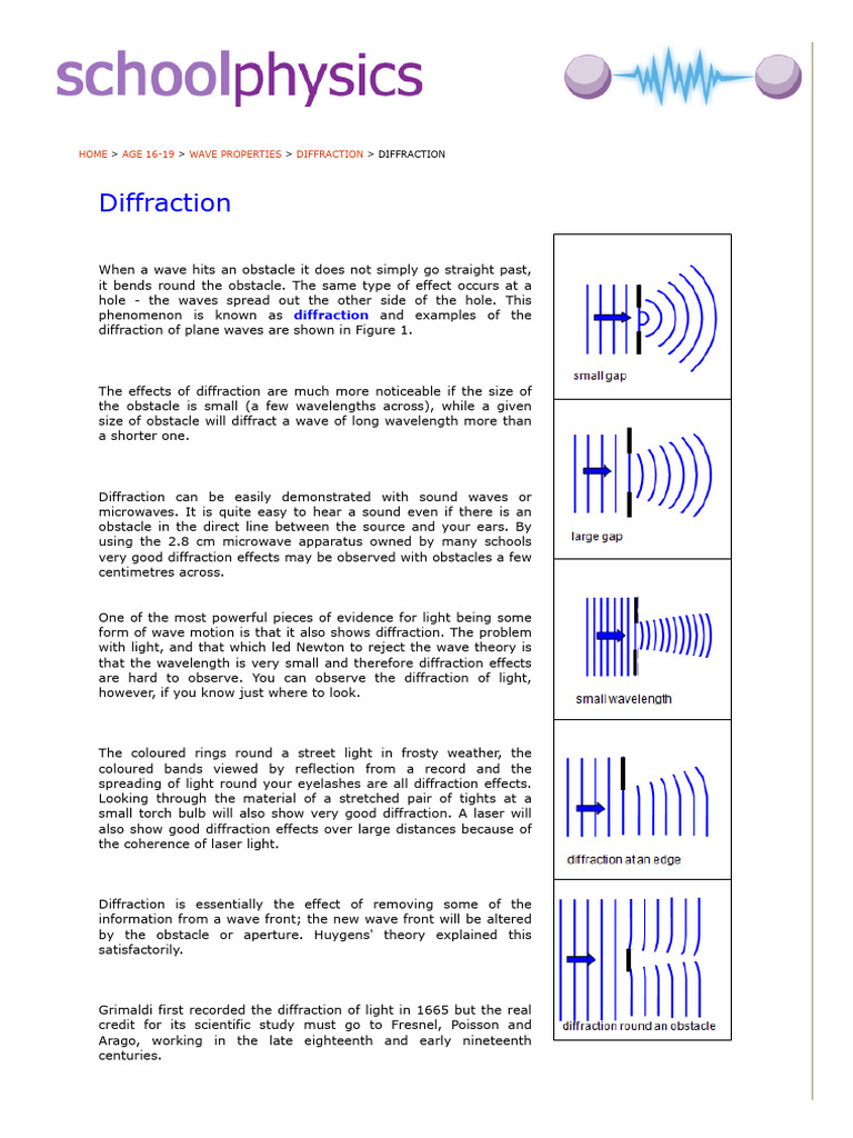 Wave Diffraction Effect Via Obstacle Pdf Diffraction Light