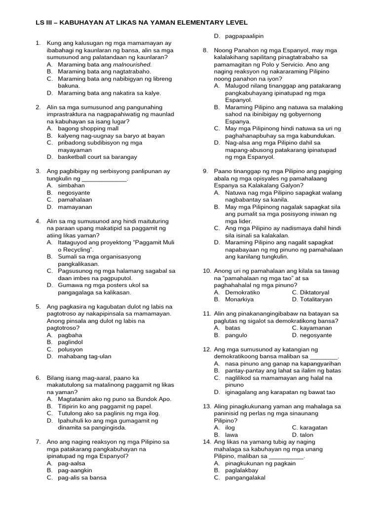 LS3 Elem. Kabuhayan at Likas Na Yaman | PDF