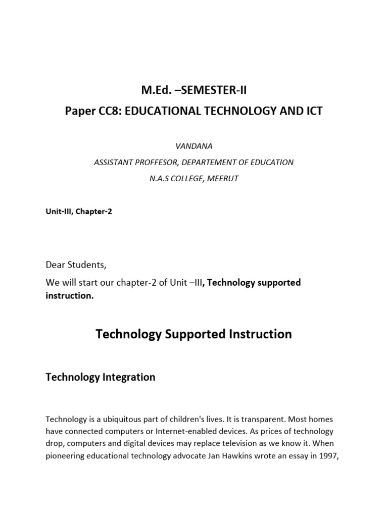 Technology Integration - 1 1 | PDF | Educational Technology