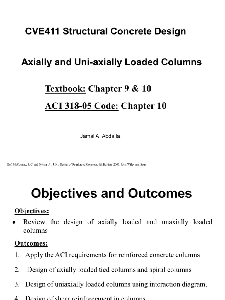 Axially and Uniaxially Loaded Columns | PDF | Column | Composite Material