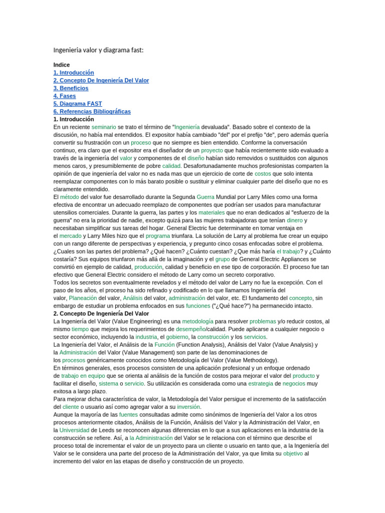 Ingenieria Valor y Diagrama Fast | PDF | Diseño | Evaluación del ciclo ...