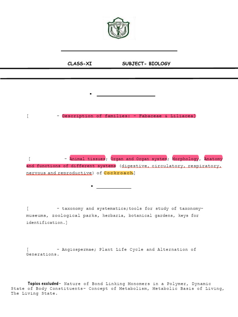 Biology Syllabus | PDF