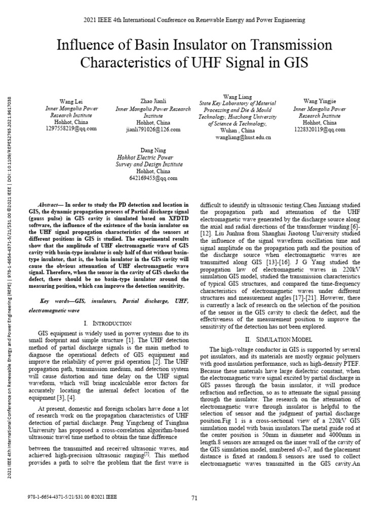 Influence of Basin Insulator On Transmission Characteristics of UHF ...