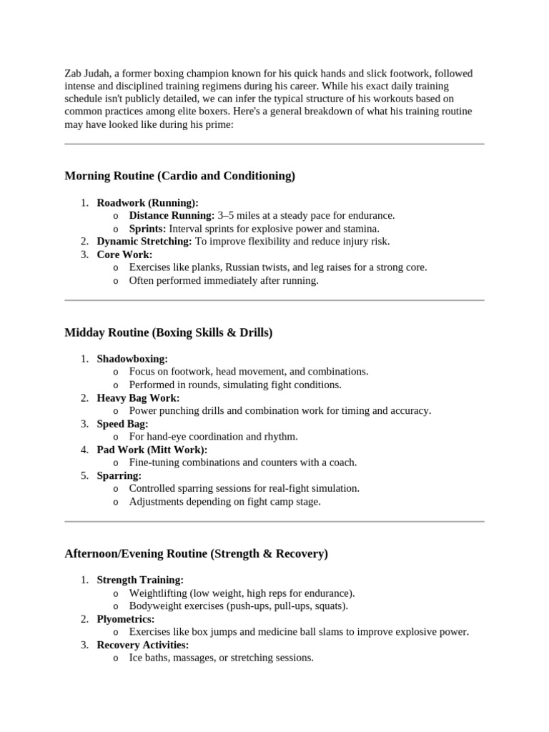 Zab Judah's Boxing Training Routine | PDF | Strength Training ...