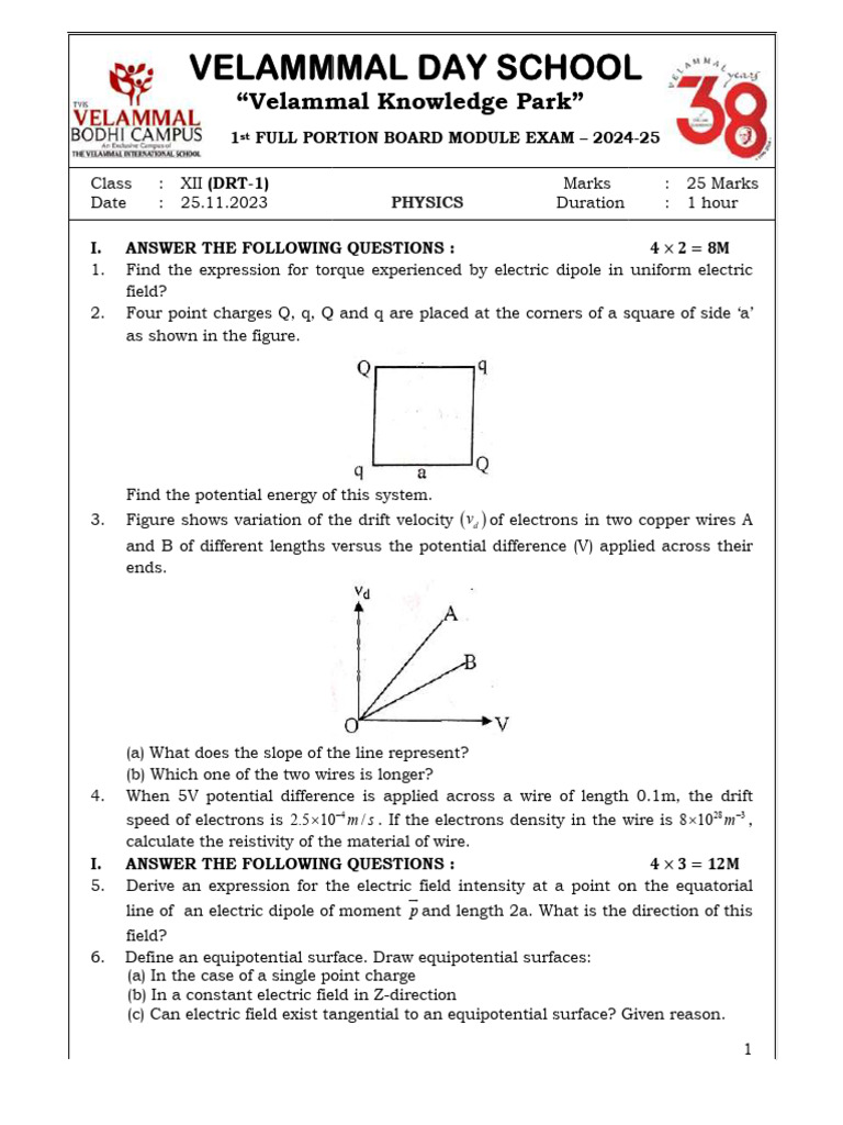 DRT-1 PHYSICS - 1st Full Portion | PDF | Capacitor | Capacitance