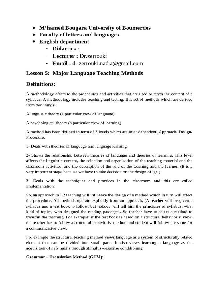 Laguage Teaching Methods | PDF | Second Language | Cognition