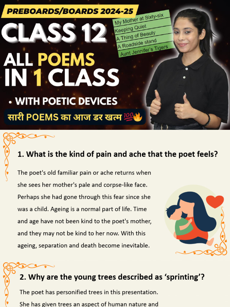 Class 12 All Poems Ques Taniya - 241129 - 115220 | PDF | Beauty