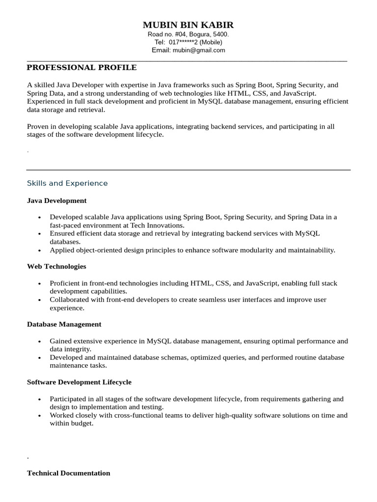 Resume MUbin | PDF | Databases | Java (Programming Language)