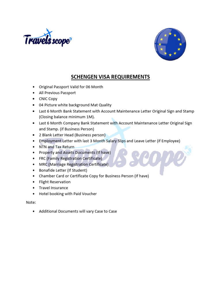 Schengen Visa Requirements | PDF