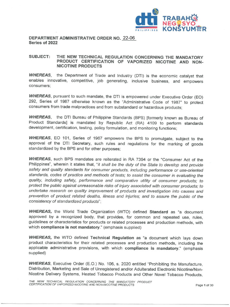 Department Administrative Order No. 22-06 | PDF