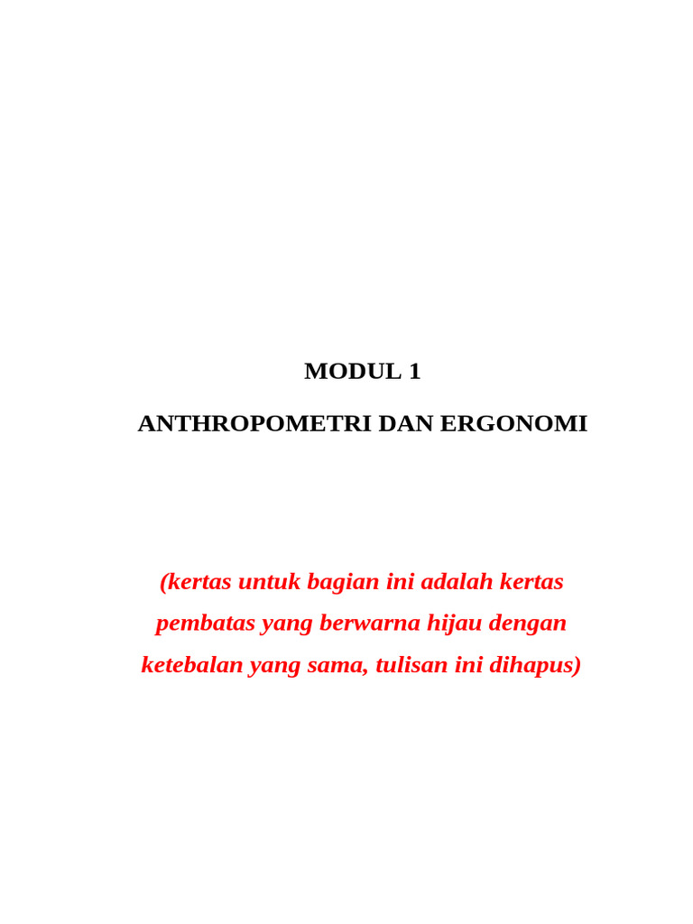 Laporan Modul 1 - Antropometri Dan Ergonomi | PDF