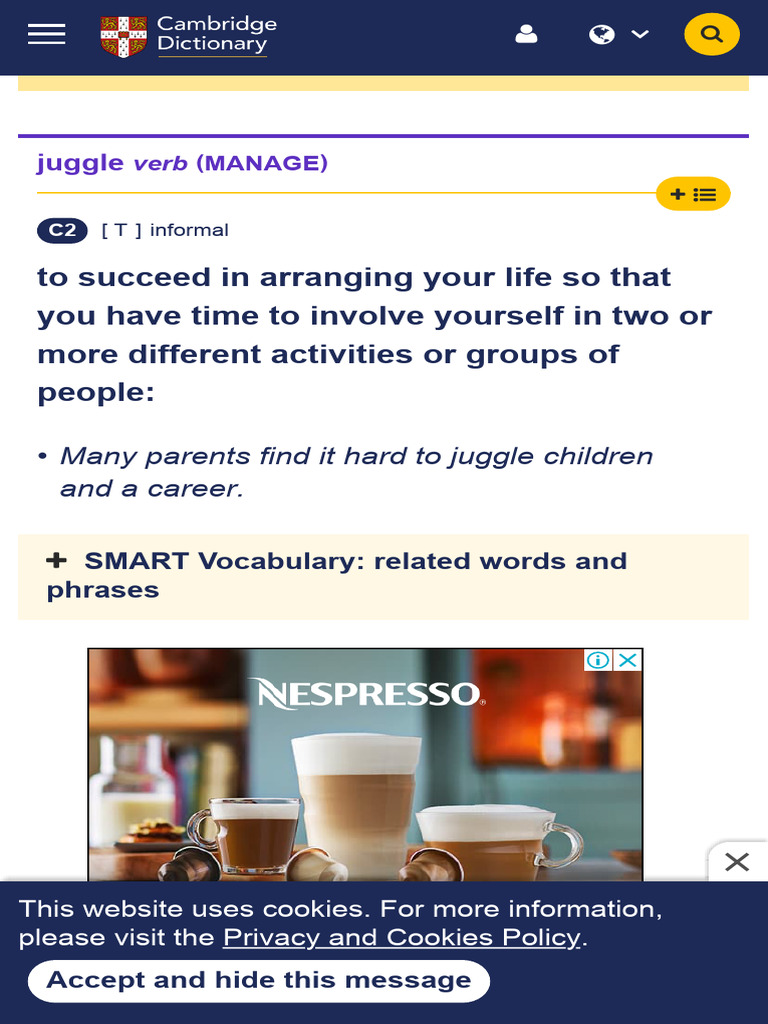 JUGGLE Meaning in The Cambridge English Dictionary | PDF