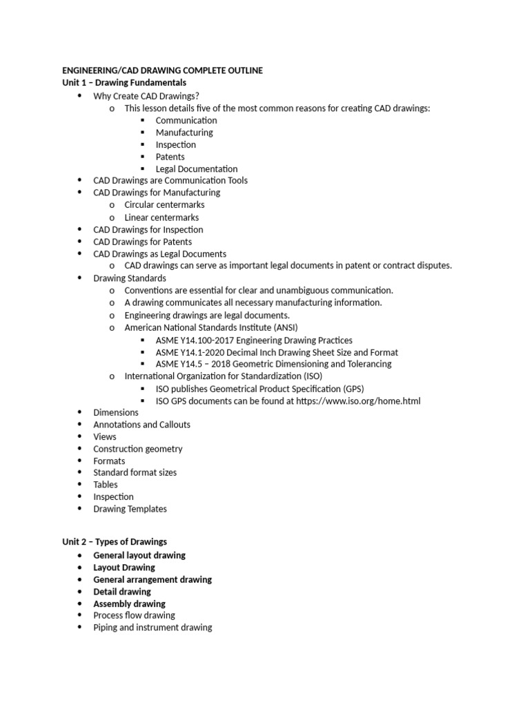 CAD Drawing Topic Outline | PDF | Engineering Tolerance | Computer ...
