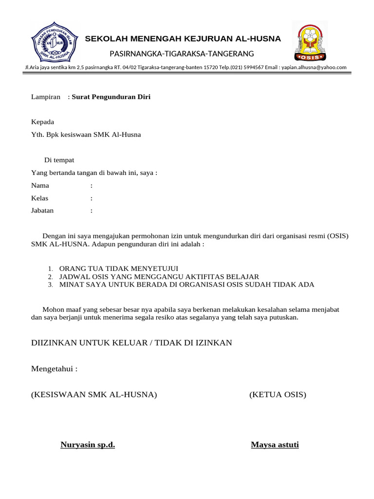 Surat Keluar Organisasi | PDF