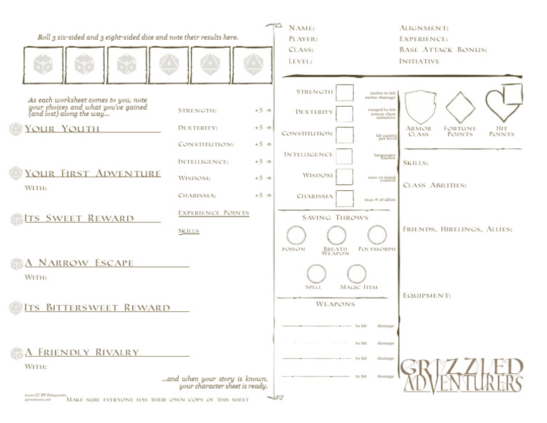 Grizzled-Adventurers-Player-Character-Sheet | PDF | Adventure Games ...