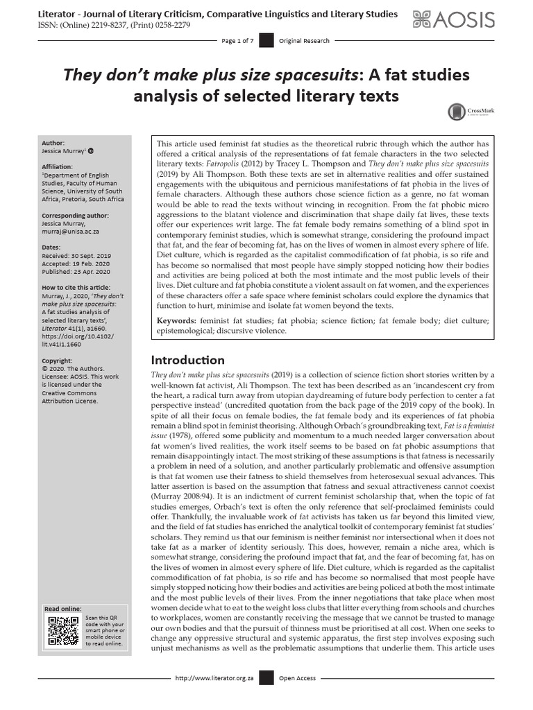 Murray- Fatophobia | PDF | Feminism | Gender Studies