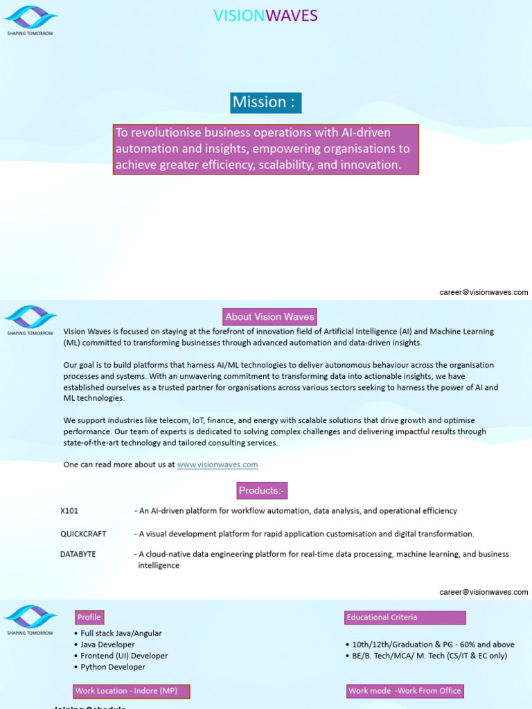 Visionwaves - Fresh Grad - Selection Criteria & Procedure | PDF ...
