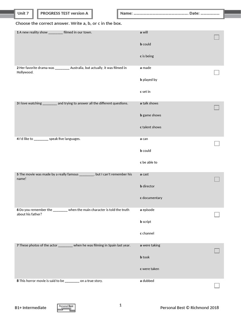 Test U7 Version A Pdf
