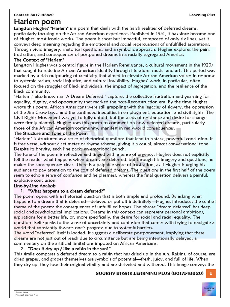 Harlem Poem | PDF | Harlem Renaissance