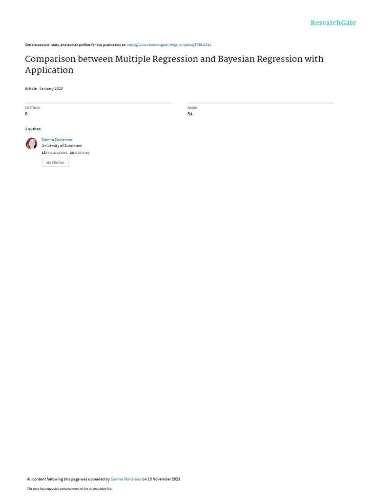 Comparisonbetween Multiple Regressionand Bayesian Regressionwith | PDF | Regression Analysis ...
