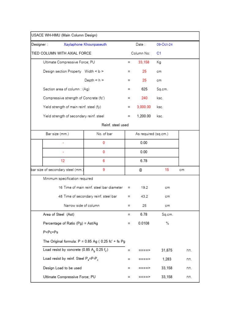 Tied Column Design Specifications | PDF