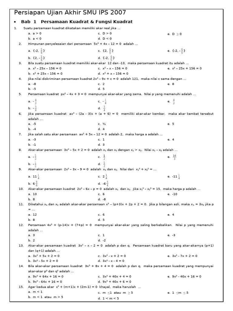 Persiapan Ujian Akhir Mat IPS | PDF