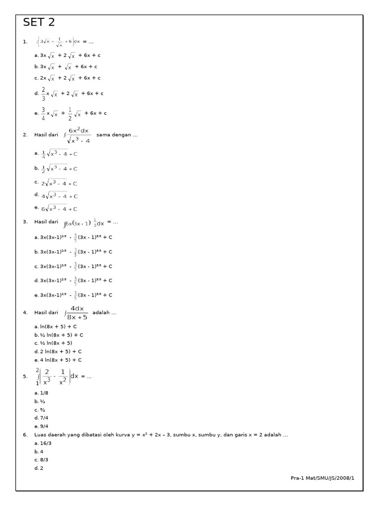 Pra 1 Mat IPS SMU Set 2 | PDF
