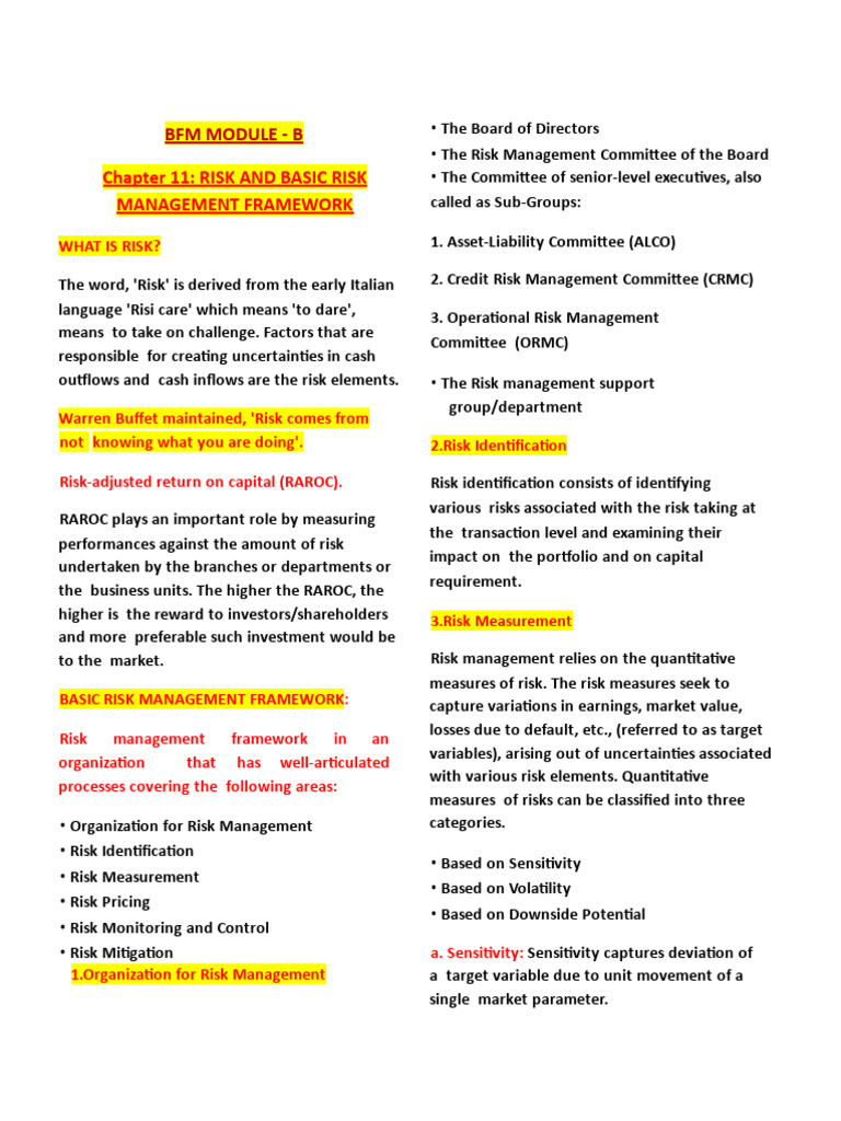 BFM Module B Summary Sheet | PDF | Basel Iii | Capital Requirement