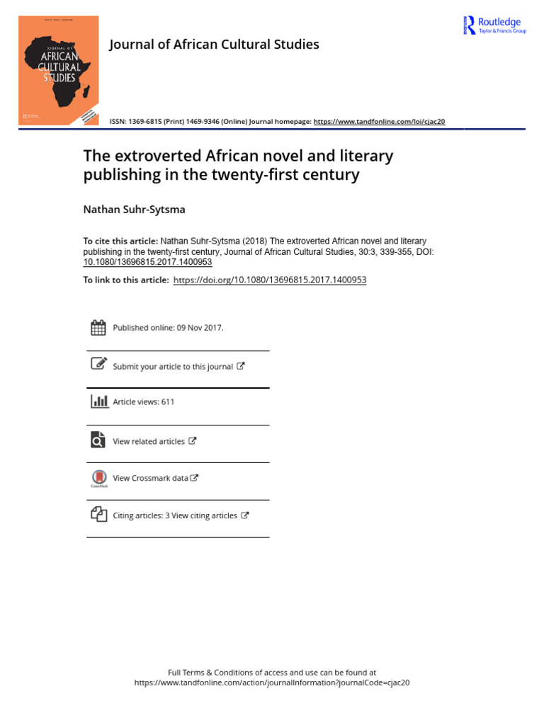 The Extroverted African Novel and Literary Publishing in The Twenty ...