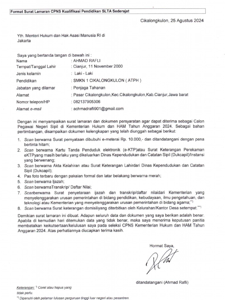 Surat Lamaran TTD | PDF