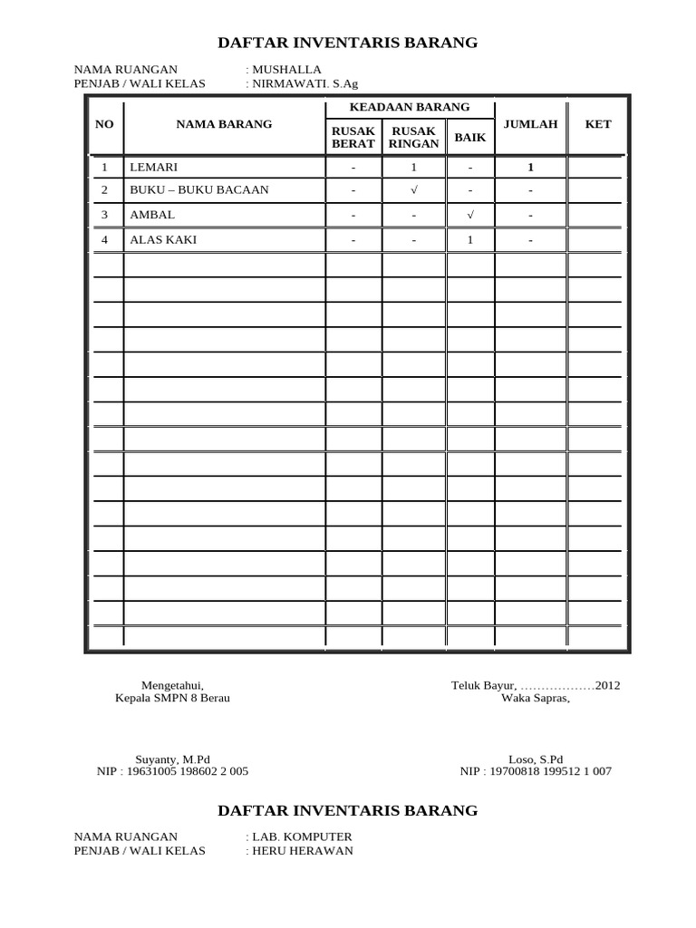 Daftar Inventaris Barang | PDF