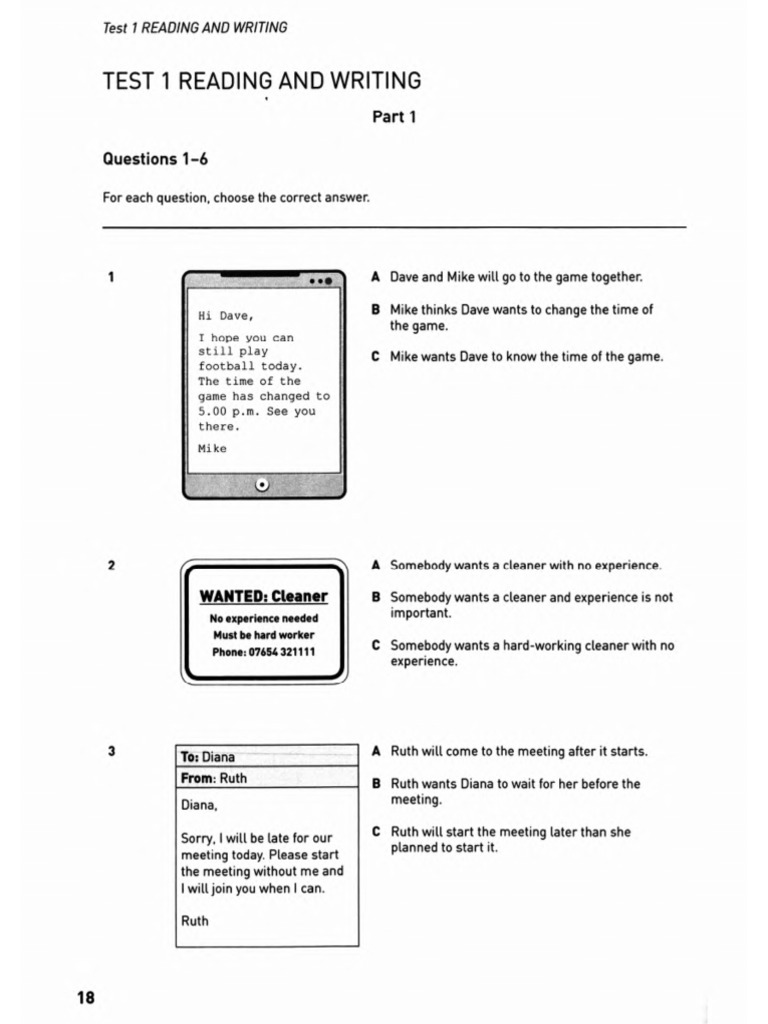 KET Lesson 1 - Reading and Listening | PDF
