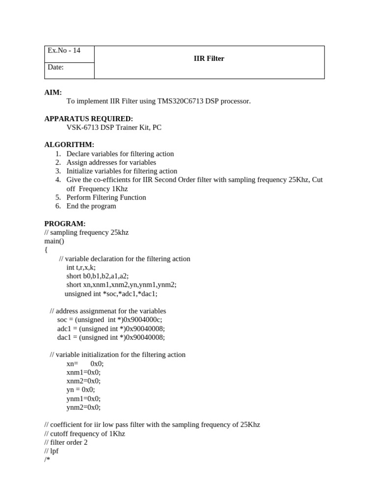 IIR Filter | PDF | Digital Signal Processing | Filter (Signal Processing)