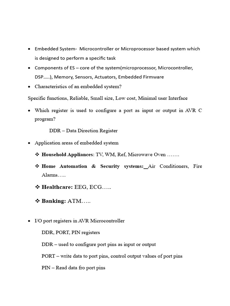 VIVA QUESTIONS..... | PDF | Microcontroller | Embedded System