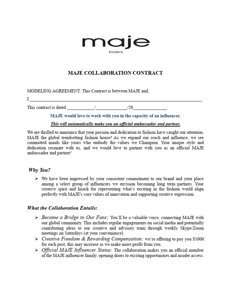 Maje Collaboration Contract | PDF | Business