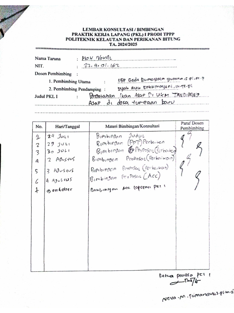 Lembar Konsultasi PKL I Noval | PDF