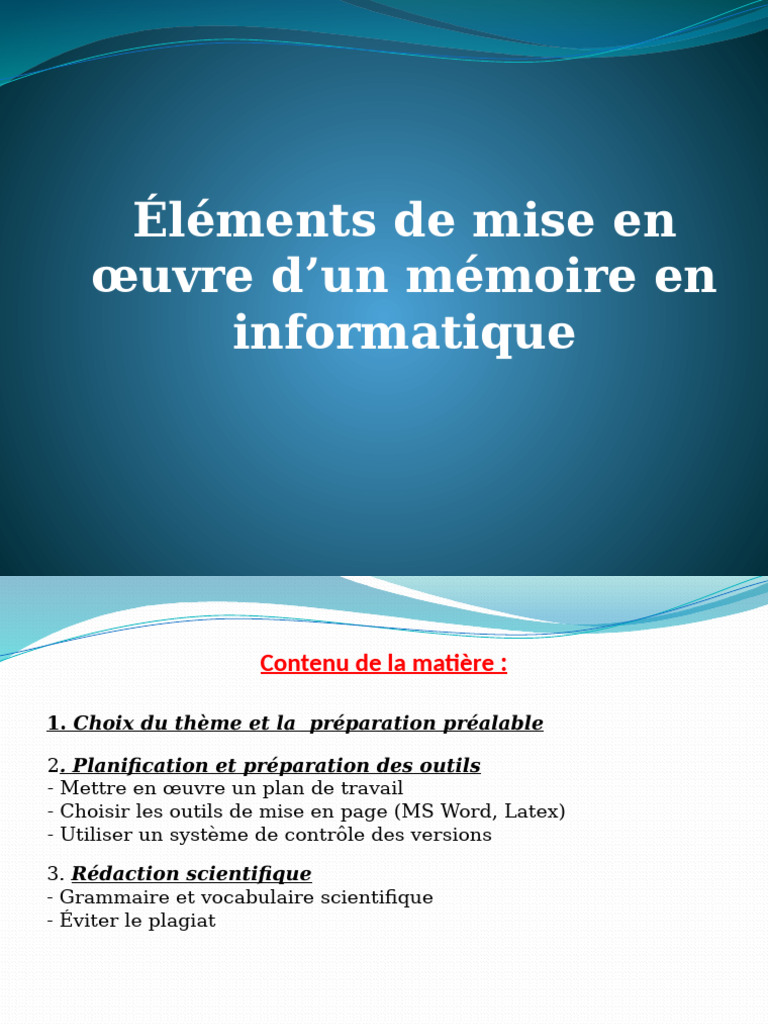 Chapitre1-Choix Du Thème Et Préparation Des Outils | PDF ...