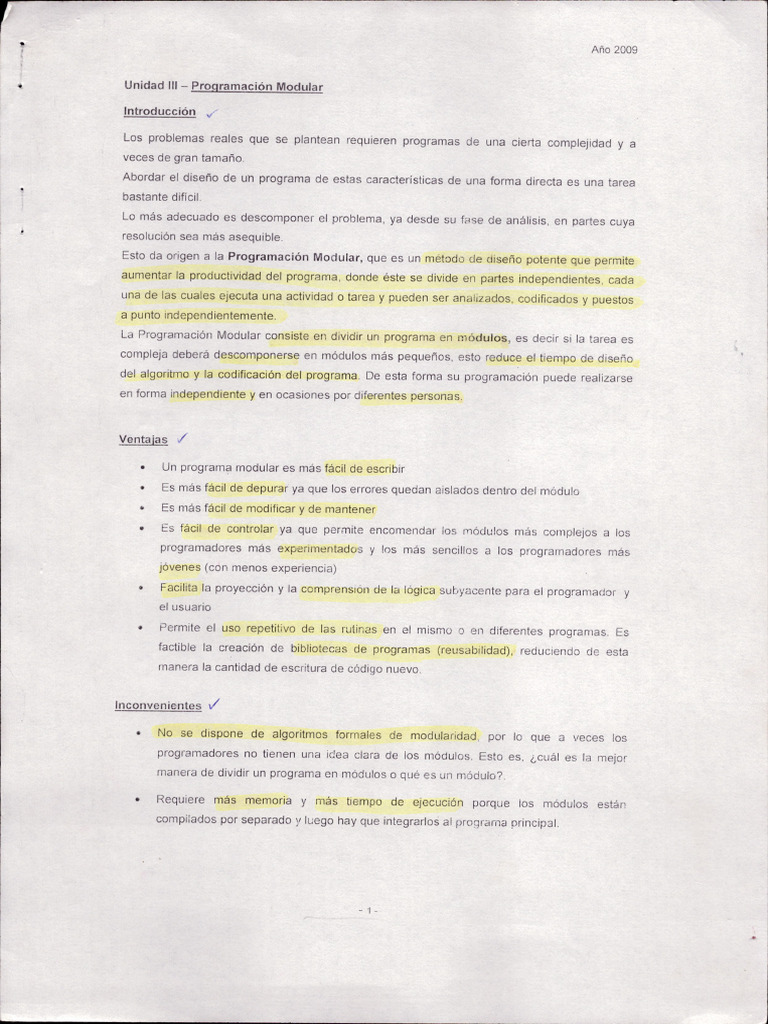 Algoritmos y Programacion - Modularidad Apunte1 | PDF