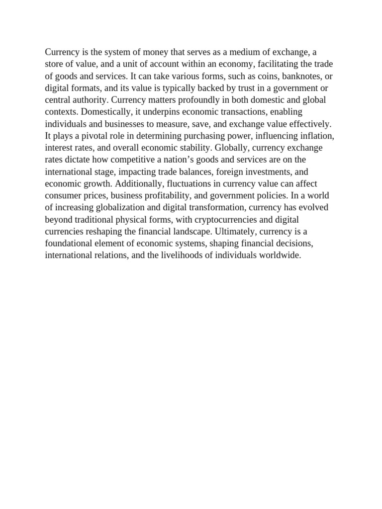 Importance of Currency | PDF