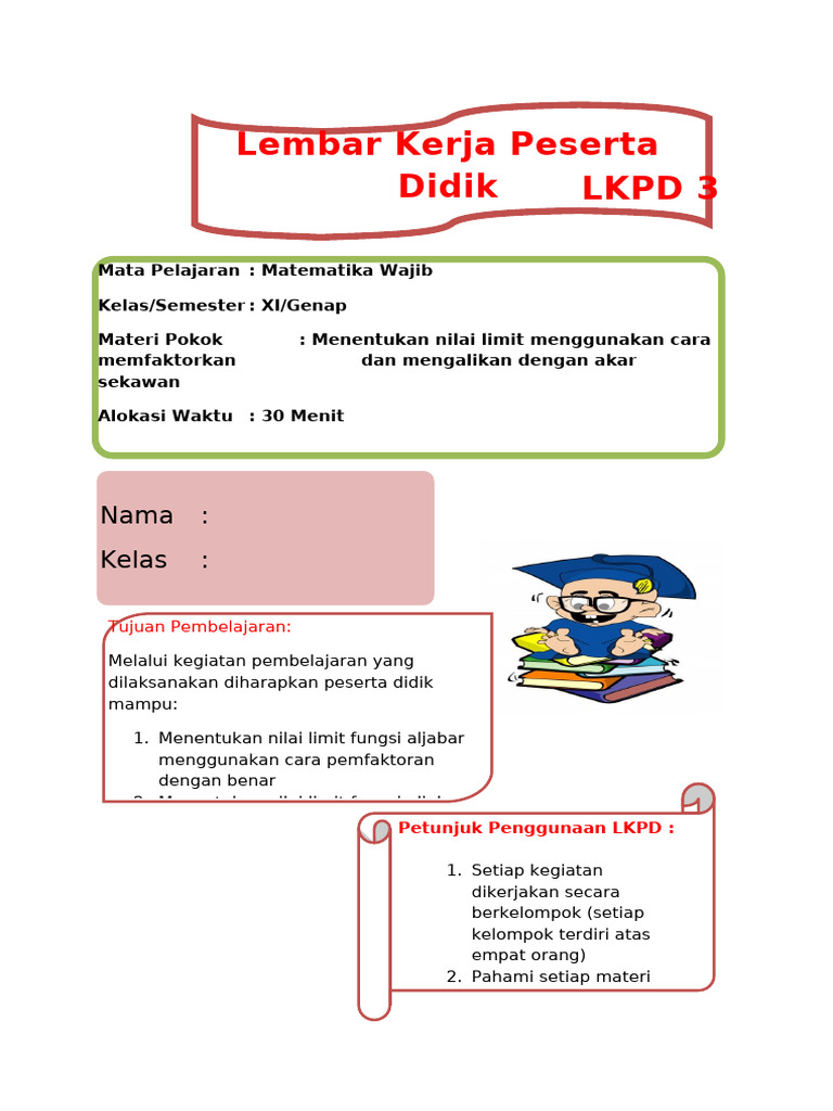 LKPD P 3 Menentukan Nilai Limit | PDF