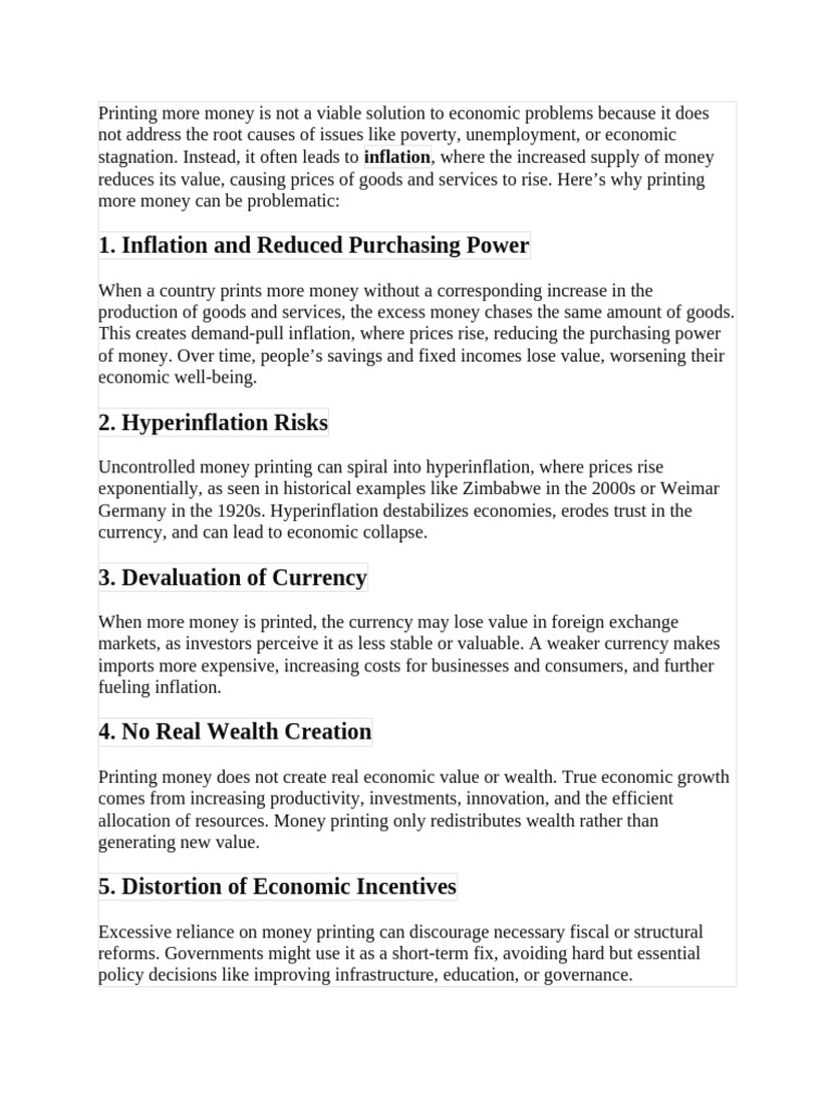 Inflation and Printing More Money Controversy | PDF