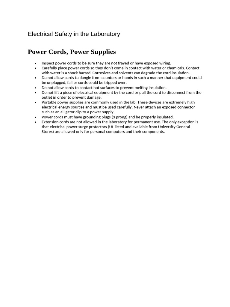 Laboratory Electrical Safety Guidelines | PDF