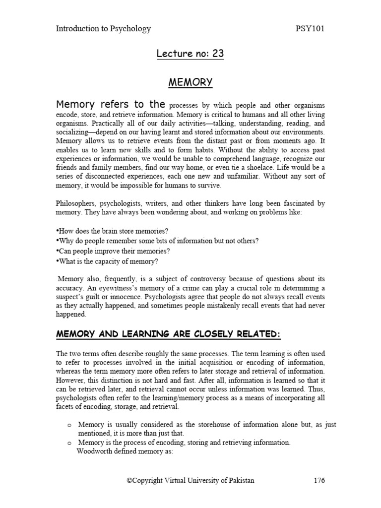 lesson 23 | PDF | Memory | Perception