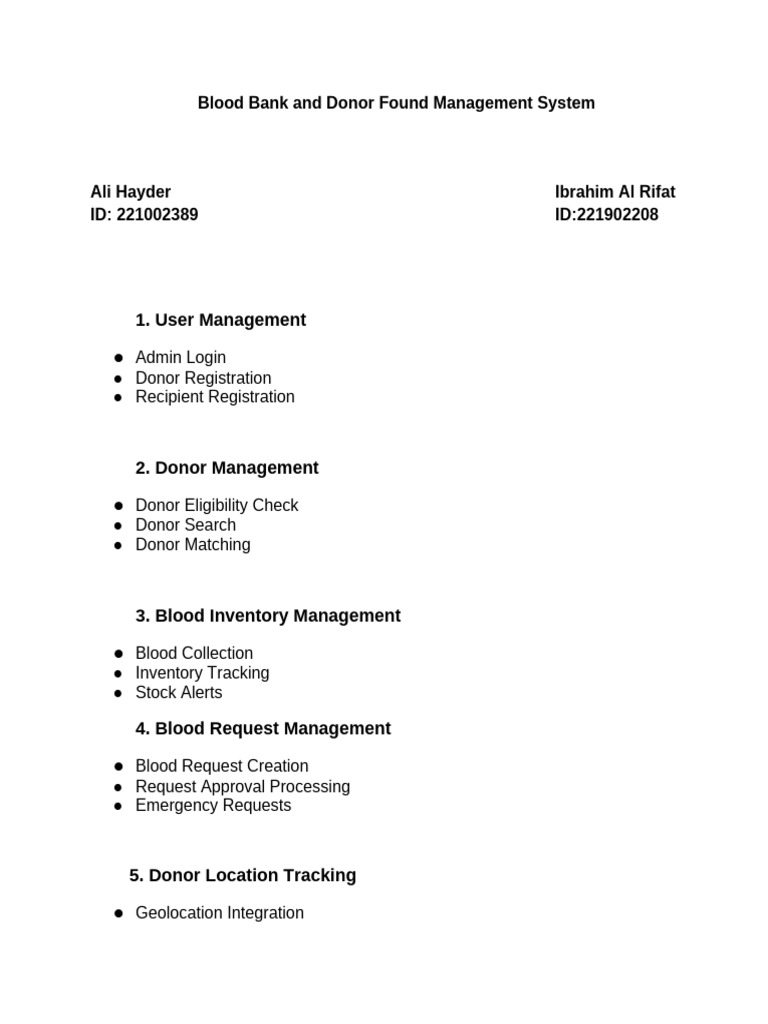 Blood Bank and Donor Found Management System | PDF | Computer Science ...