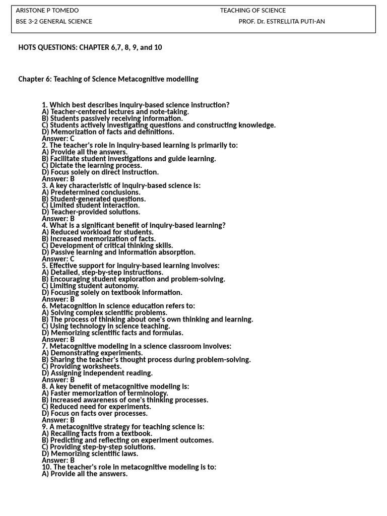 Science Teaching Strategies | PDF | Educational Assessment | Inquiry ...