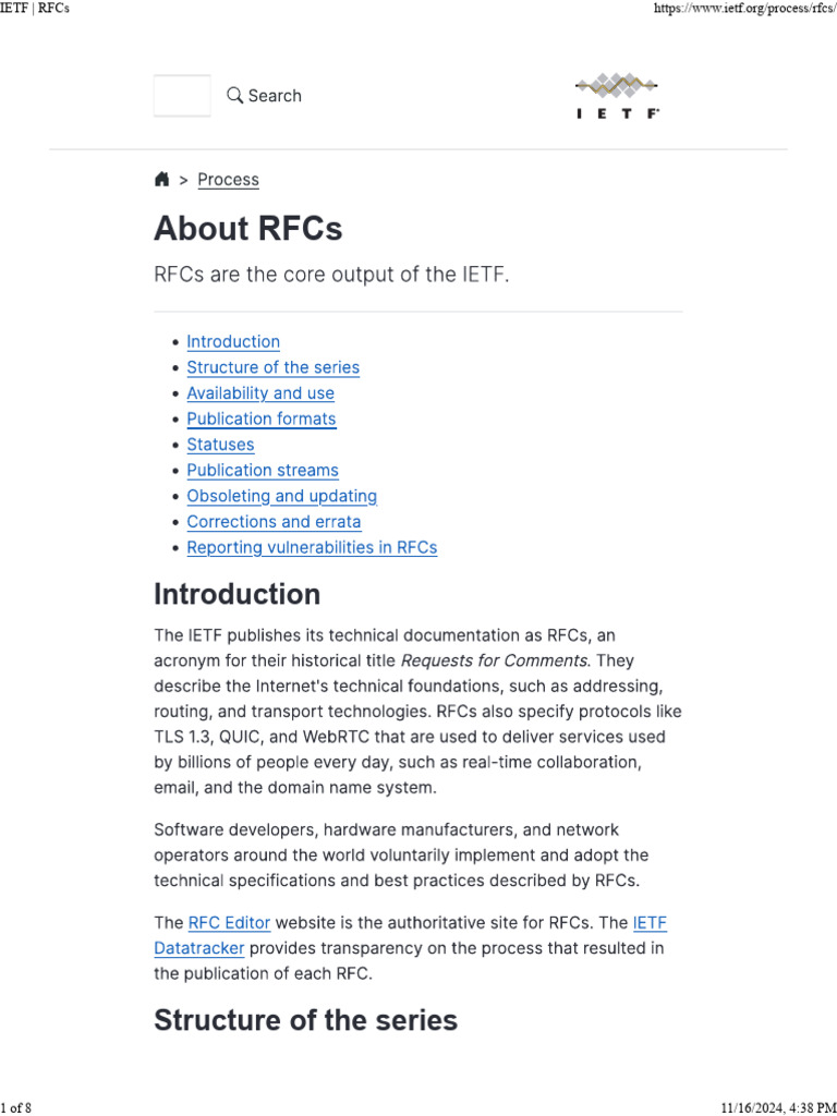 IETF _ RFCs | PDF | Cyberspace | Internet Standards