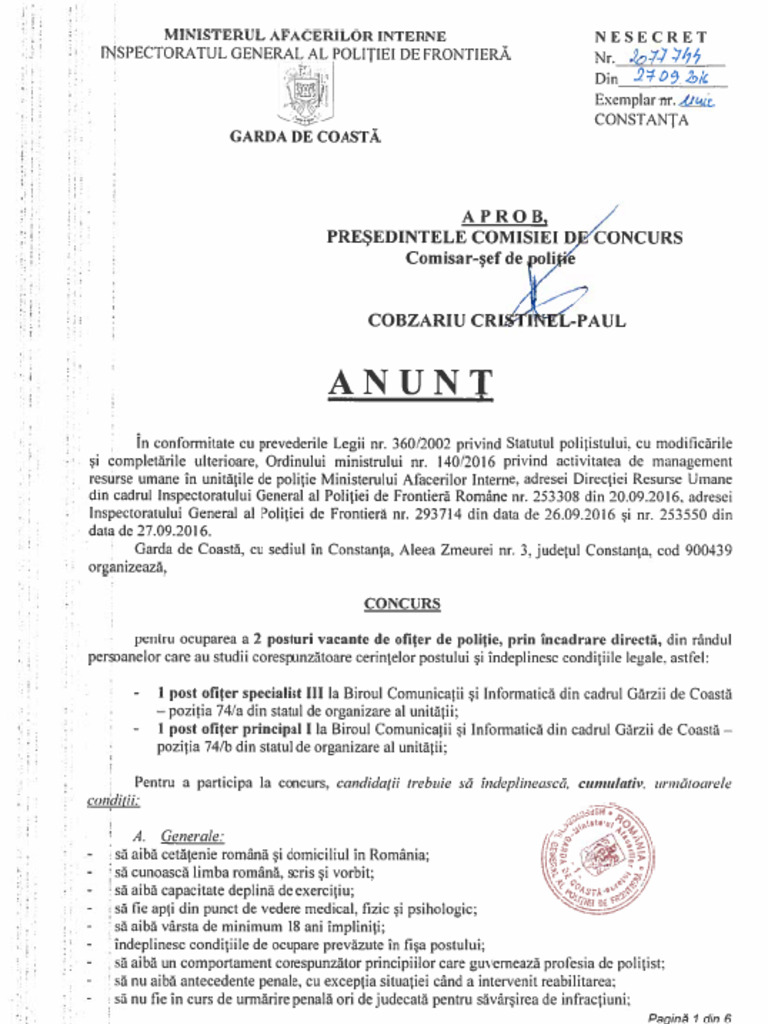 Ofiteri Comunicatii 270916 | PDF