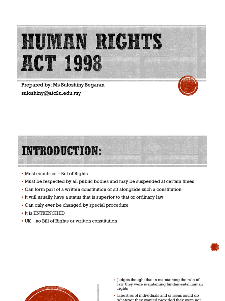 LSM - Human Rights Act 1998 (Brief Lecture) | PDF | European Convention ...