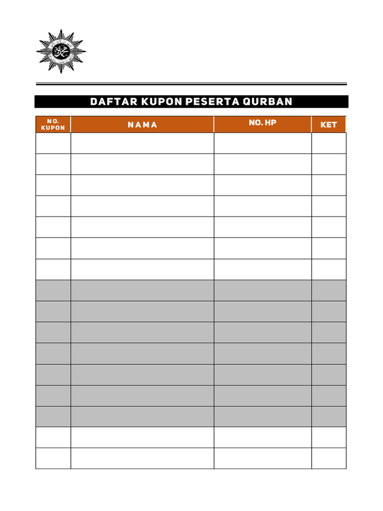 Kupon Peserta Qurban | PDF
